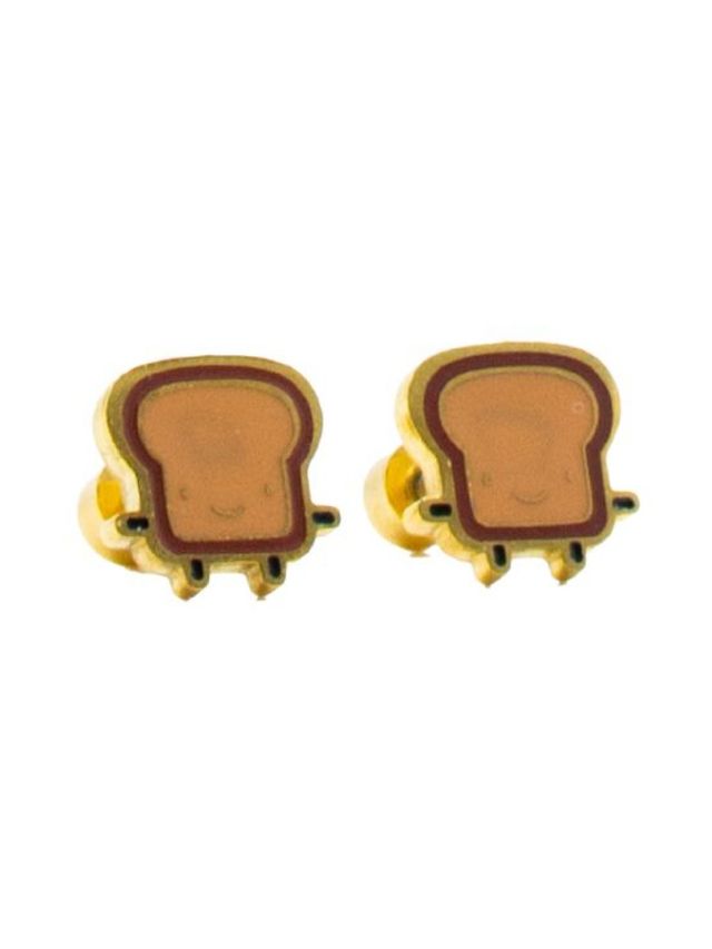 Tiny Gems Happy Toast Hypoallergenic Screwback Ear | edamama